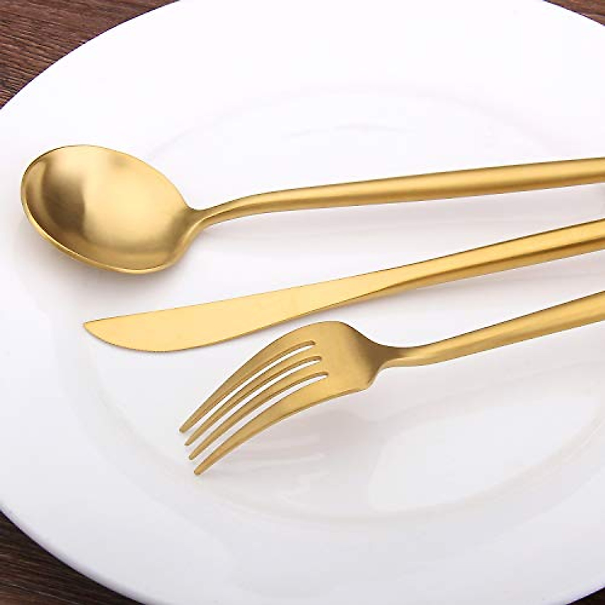 Matte Gold Silverware Set, sharecook 20-Piece Stainless Steel Satin Finish Flatware Set Service for 4, Kitchen Utensil Set, Tableware Cutlery Set for Home and Restaurant