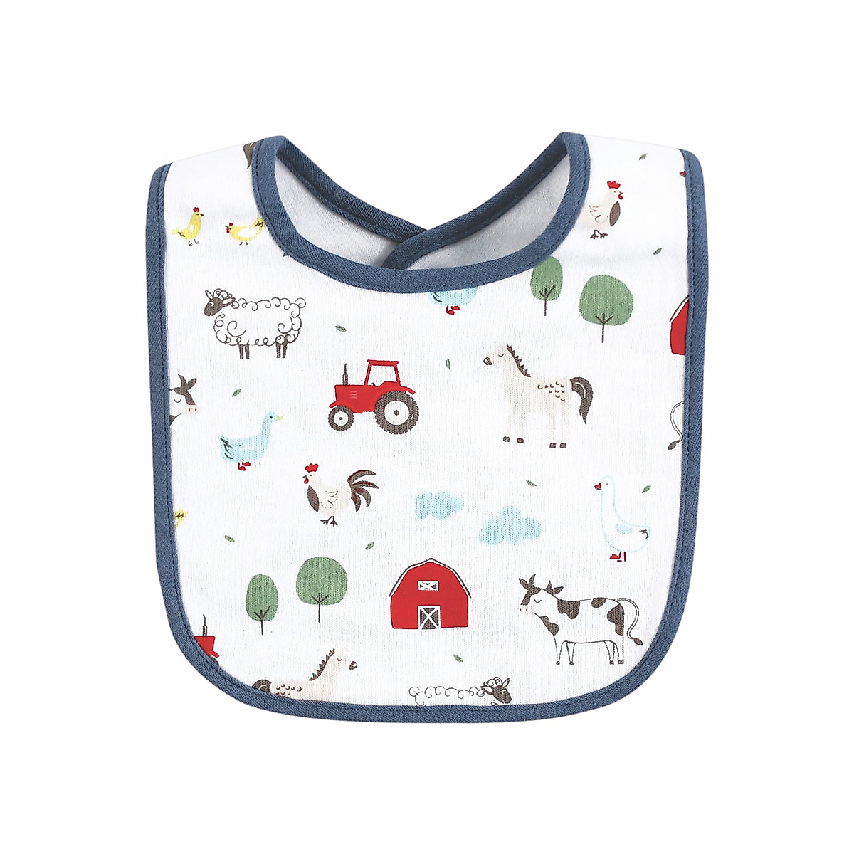 Hudson Baby Unisex Baby Cotton Bibs, Boy Farm Animals, One Size