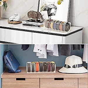 JUBAOLEA Belt Organizer, Acrylic 7 Layers Belt Container Storage Holder Storage Organizer, Clear Belt Display Case for Belt, Watches, Tie and Bow Tie, Jewelry, Bracelets Closet Accessories