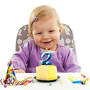 BLUE TOP 2.8 Inch Birthday Cake Candles Number Candles 3D Design Birthday Candles for Cake,Cake Topper Decoration for Kids,Adults,Party,Anniversary,Milestone Age.(DIY Blue Number 3)