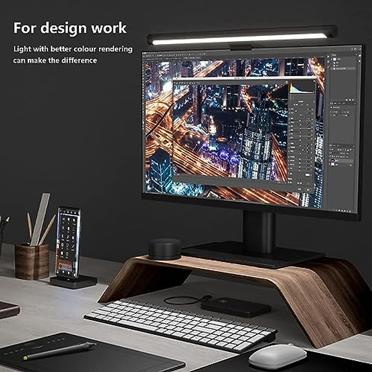 Xiaomi Mi Computer Monitor Light Bar - Easy Installation, Extra Computer Lighting w/o Taking Desktop Space, w/Wireless Remote Control Adjusting Lights Easily