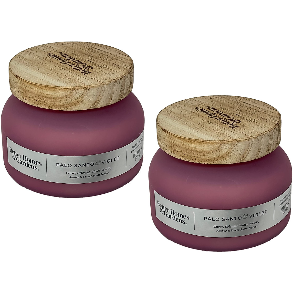 Better Homes and Gardens 18oz Scented Candle,Palo Santo and Violet 2-Pack,35706