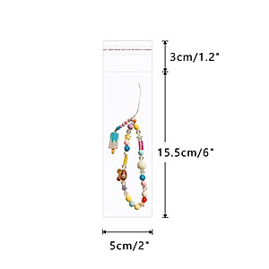 Long Cellophane Bags 100pcs 2x6" Clear Resealable Cello Bags Plastic Adhesive Self Sealing Bags for Candy Pen Keychain Bookmark Crafts Bracelet Oil Pastel Disposable Tableware Watch Hairpin