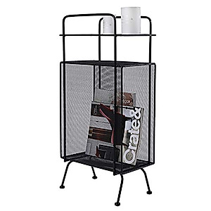 Storage Newspaper Baskets Wrought Iron Bookshelf Magazine Rack Rack Indoor Living Room Floor Debris Sofa Rack (Color : Black, Size : 3420.573cm)