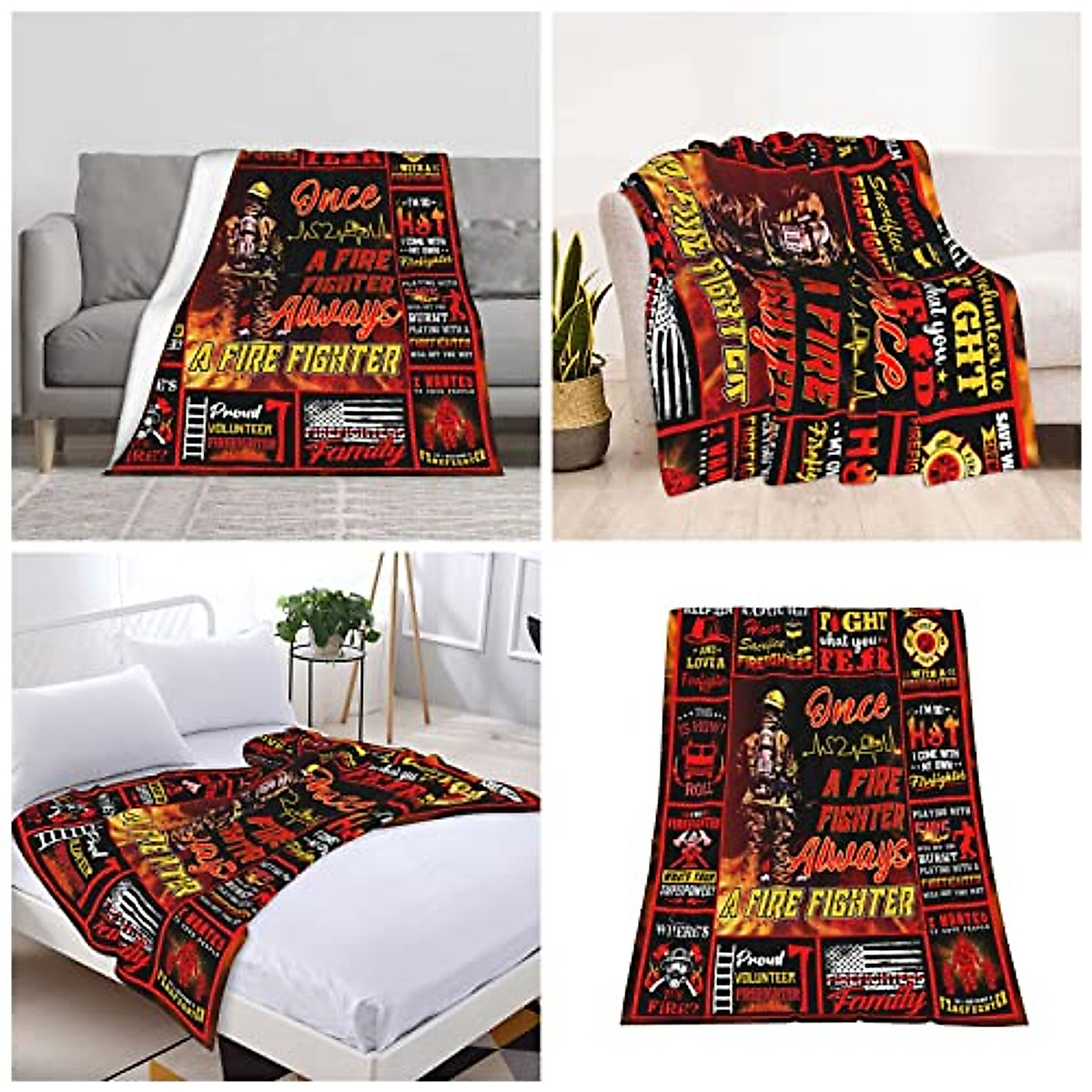 Firefighter Gifts for Men, Fire Department Gifts, Fire Fighter Gifts for Adults, Firefighter Birthday Party Decorations, Fireman Gifts for Men Firefighter Fathers Day Blanket 60x50 Inch