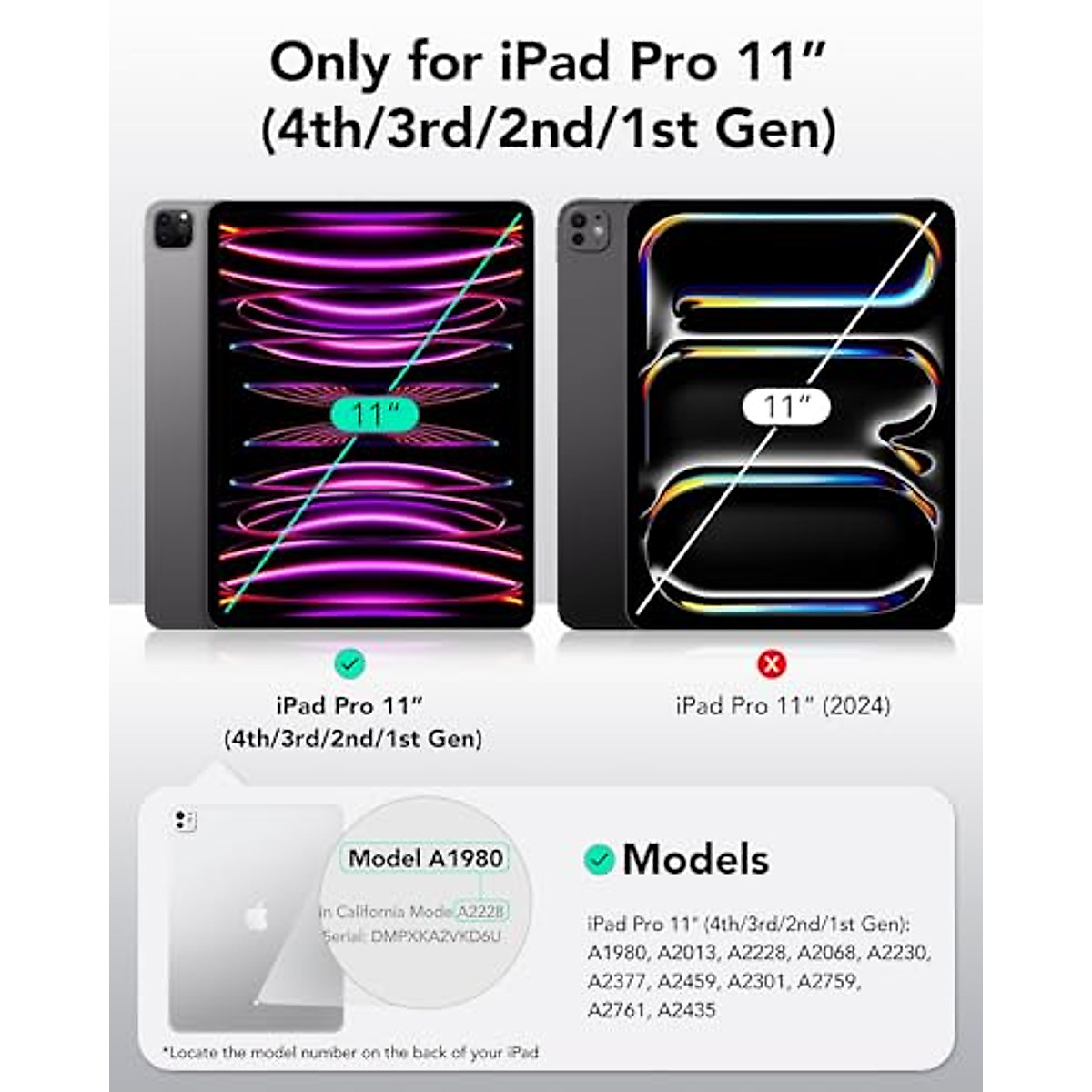 ESR for iPad Pro 11 Inch Case, iPad 11 Pro Folio Case (2022/2021, 4th/3rd Generation) with Pencil Holder, Removable Magnetic Cover, Vertical Stand, Rebound 360 Series, Black