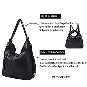 Purse for Women Convertible Backpack Purses and Handbags - Black