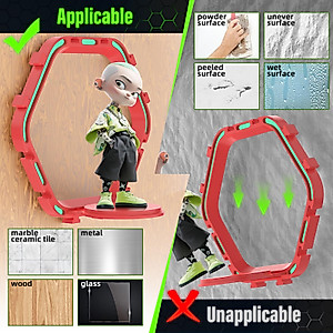Ninoge 8PCS Riser Display Shelf for Funko POP Figures, Glow in the Dark Floating Wall Shelves Display Ledge for Organizer and Decoration, Collectible Figure Display Stands, Red