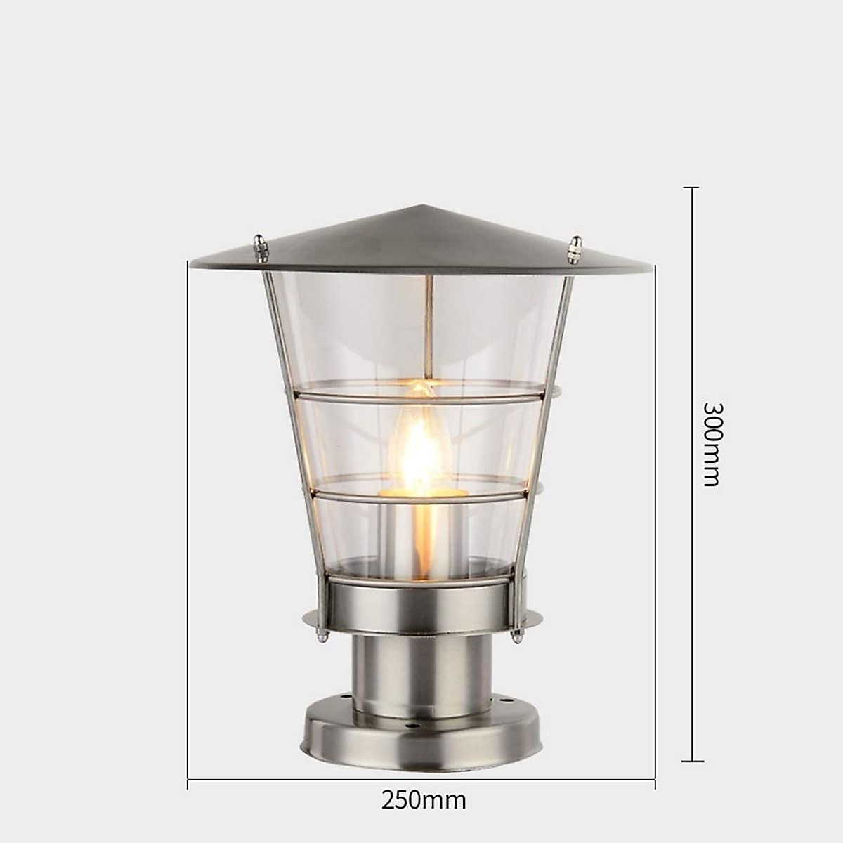 MODEBHD European Traditional Retro Acrylic Lampshade Column Lamps Lantern Outdoor E27 Pillar Lamp Balcony Waterproof Pillar Lights Round Shape Boundary Villa Park Decoration Rainproof Post Light