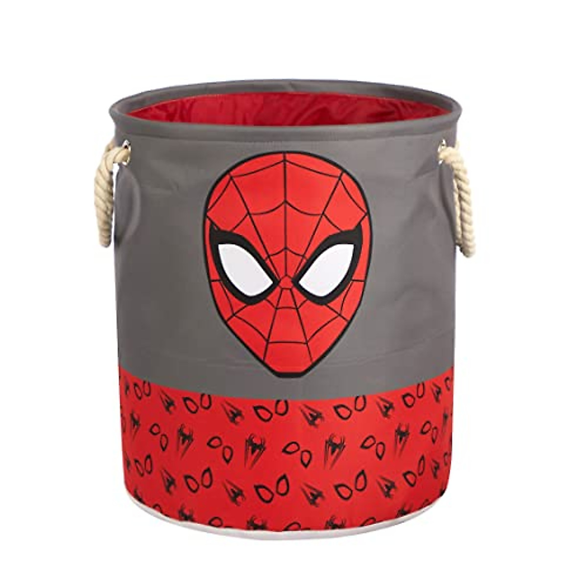 Marvel Spiderman 3 Piece Multi Size Fabric Nestable Toy Storage Basket Set, with Rope Carry Handles