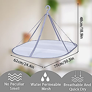 SNOMEL Folding Mesh Clothes Drying Rack, Windproof Sweater Cloth Dryer with Fixing Band, Collapsible Hanging Laundry Rack for Sweater, Outdoor, Indoor, Potable (1Pcs 1-Tier)