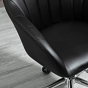 Vinsetto Mid Back Home Office Chair Computer Desk Chair with PU Leather, Adjustable Height, Swivel Wheels for Study, Bedroom, Black