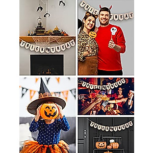 Halloween Banner – Trick or Treat Halloween Burlap Banner Pennant Garland Bunting for Fireplace Mantle Porch Party Decorations by Mandala Crafts