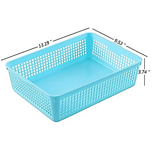 Tstorage Plastic Office A4 Paper Basket, Plastic Shallow Storage Basket, 6 Packs, G