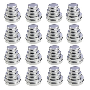LJY 48 Pieces Round Aluminum Cans Screw Lid Metal Tins Jars Empty Slip Slide Containers (Mixed Sizes)