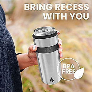 Elemental Insulated Slim Can Cooler, Triple Wall Stainless Steel Skinny Can Cooler - Drink Cooler Insulator for 12oz Skinny Seltzers, Beer, Soda Cans - Brushed Steel