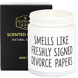 Funny Divorce Gifts for Women, Freshly Signed Divorce Papers Scented Candle, Unique Divorce, Break Up Gifts for Best Friends, Sister, BFF, Coworkers, Her