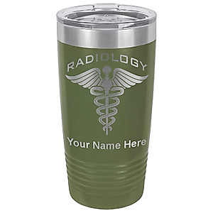 LaserGram 20oz Vacuum Insulated Tumbler Mug, Radiology, Personalized Engraving Included (Camo Green)