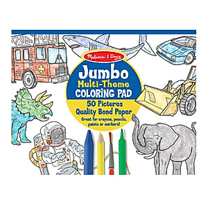 Melissa & Doug Jumbo 50-Page Kids' Coloring Pad - Space, Sharks, Sports, and More