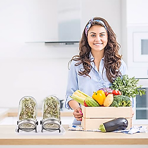 C CRYSTAL LEMON Sprouting Jar Kit – Sprouts Growing Kit with 32oz Glass Sprouting Jars with Screen Lids, Jar Stands, Drip Tray – Indoor Grow Kit for Alfalfa, Beans, Broccoli, Microgreens