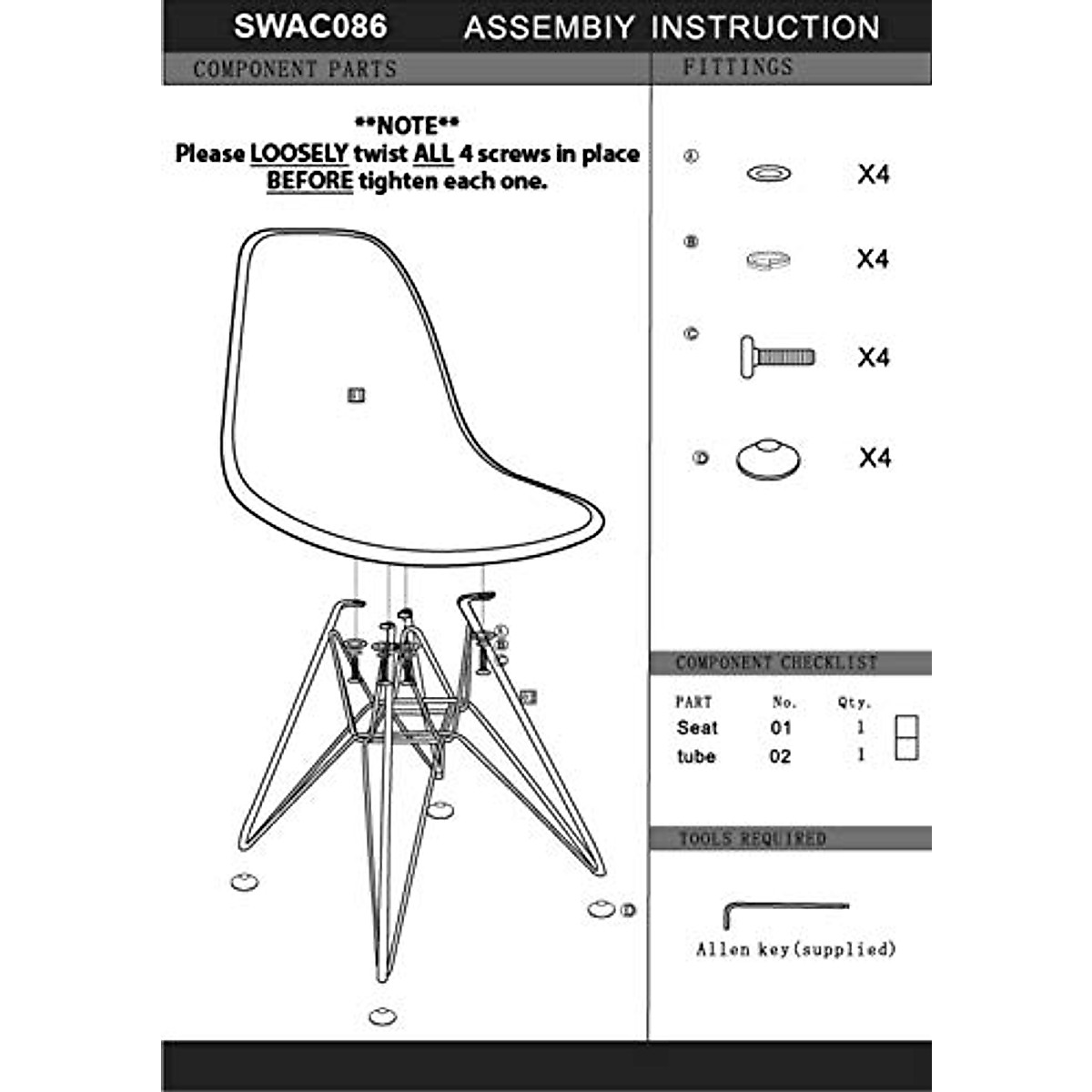 Ergo Furnishings Mid-Century Eiffel Tower Transparent Side Dining Chair Chrome Base (Set of 2)