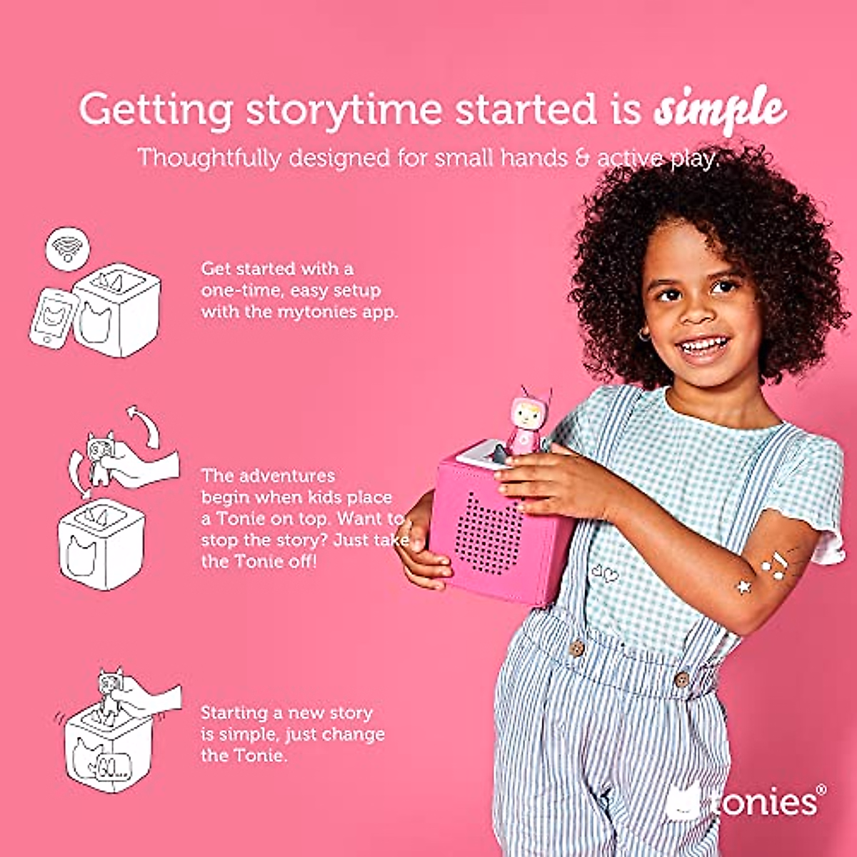 Toniebox Audio Player Starter Set with Peppa Pig, George, and Playtime Puppy - Listen, Learn, and Play with One Huggable Little Box - Pink