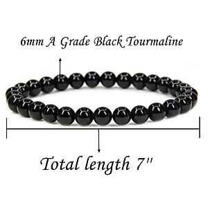 Natural A Grade Black Tourmaline Gemstone 6mm Round Beads Stretch Bracelet 7" Unisex