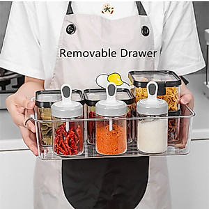 Hacaroa 2 Tier Sliding Basket Drawer Organizer with Handles, Pull Out Under Sink Organizer Shelf, Stackable Slide-out Storage Bins for Cabinet, Kitchen, Bathroom, Office, Clear