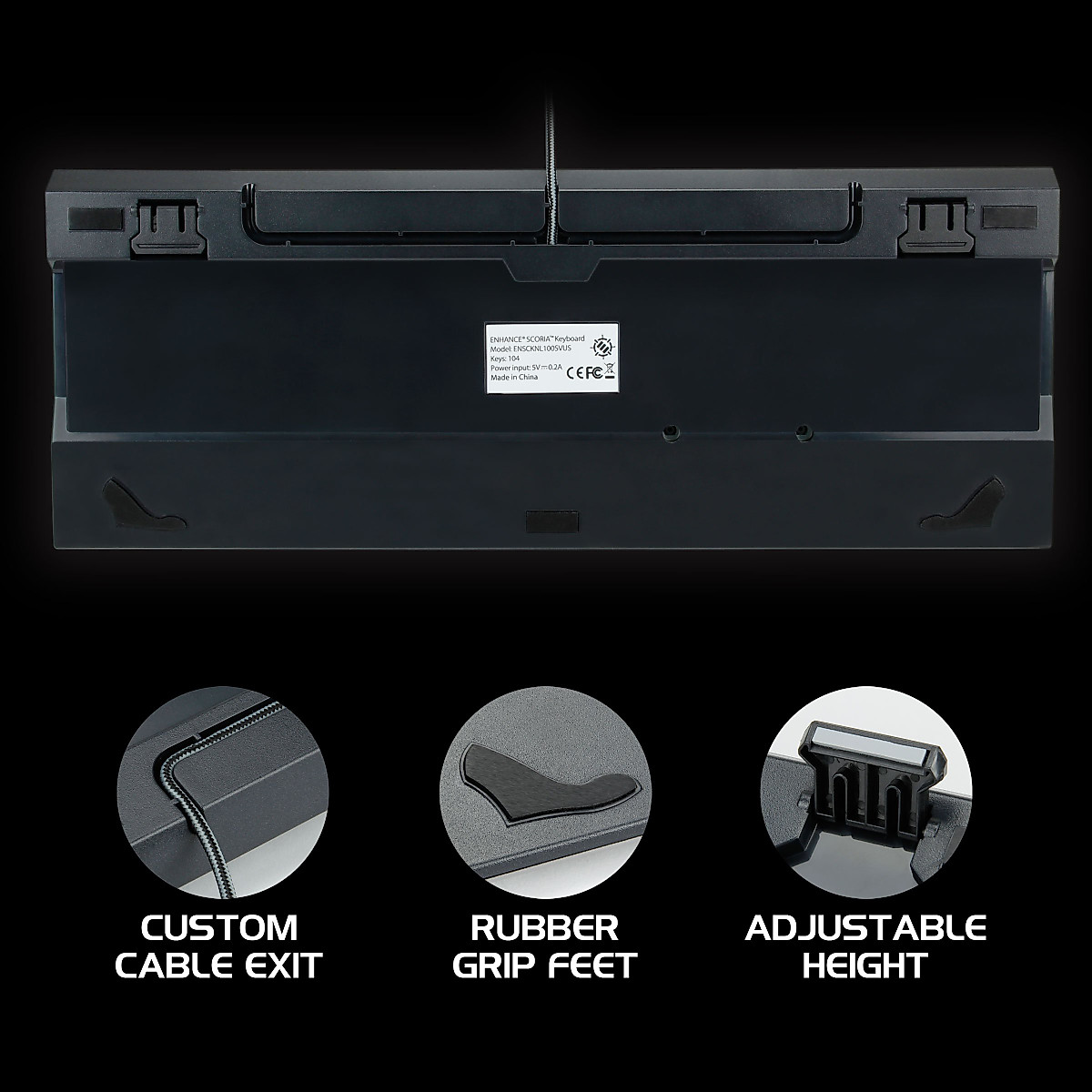 ENHANCE LED Mechanical Gaming Keyboard - Red Switches 104 Backlit Keys Pro Series FPS/MOBA Brushed Aluminum Metal - Anti Ghosting, N-Key Rollover, 10 Lighting Modes - Scoria Tournament Keyboard