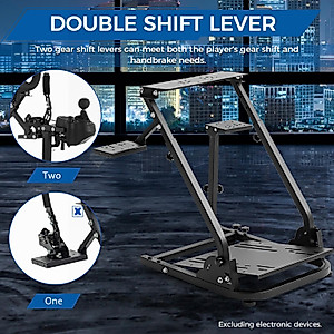 Hottoby Racing Steering Wheel Stand Foldable & Dual Shift Levers Fit for Logitech/Thrustmaster G25 G27 G29 G920 G923 T150 T248 T300 Multi-level Easy Storage & Install Cockpit,No Wheel & Pedals