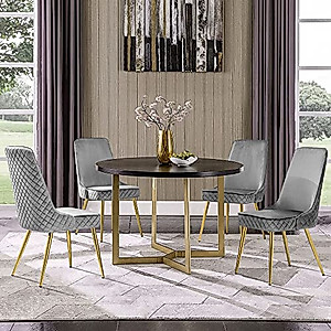 Comfy to go Dining Chairs, Velvet Dining Chairs Set of 4, Mid Century Modern Dining Room Chairs with High Back and Gold Legs(Gray) Chairs Only