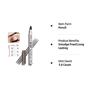 Eyebrow Pen, MoonKong 4 Point Eyebrow Pencil Waterproof Eye Brown Makeup, Eyebrow Kits with 3 Eyebrow Stencil, 1 Brow Razor (Chestnut)