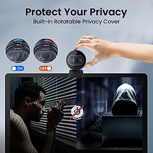 EMEET 4K Webcam for PC, S600 Webcam with Sony Sensor, 2 Noise Reduction Mics, 65°- 88° FOV, TOF Autofocus, Built-in Rotating Privacy Cover, 1080P@60FPS, Ideal for Video Calling/Zoom/Skype/Teams
