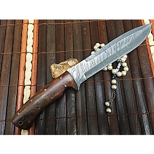 Perkin Knives - Custom Handmade Damascus Hunting Knife with Sheath Full Tang Knife - AR1101W