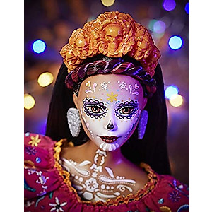 Barbie 2021 Dia De Muertos Doll (11.5-in) Wearing Traditional Embroidered Dress, Flower Crown & Calavera Face Paint, Gift for Collectors