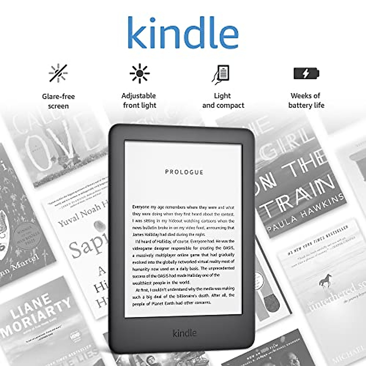 Kindle (2019 release)- With a Built-in Front Light - White - Without Lockscreen Ads + 3 Months Free Kindle Unlimited (with auto-renewal)