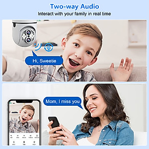 Light Bulb Security Camera, Upgrade 10X Digital Zoom Light Bulb Camera, WiFi Dual Lens Indoor Outdoor Light Socket Security Camera with APP/Color Night Vision/Motion Tracking/Two-Way Audio