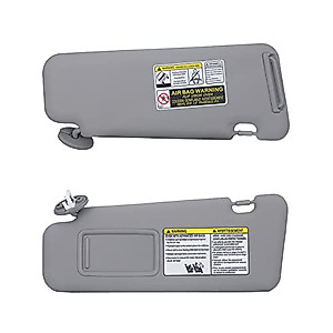 MYFANDOOR Left Driver Side Sun Visor with W/Vanity Light Compatible with Toyota Highlander 2008-2013 Replaces # 74320-48500-B0 (Gray)