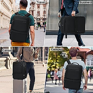 NUBILY Travel Backpack for Men Women 40L Carry on Backpack Airline Approved 17 Inch Laptop Backpack Waterproof Large Backpack Luggage Daypack Business College Weekender Overnight Backpack, Black