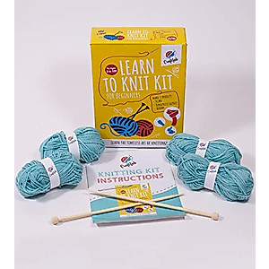 CraftLab Knitting Kit for Beginners, Kids and Adults Includes All Knitting Supplies: Wool Yarn, Wooden Knitting Needles, Yarn Needle and Instructions – Fantastic Gift