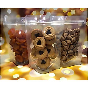 100 Pack Clear Mylar Stand Up Bags - 5.5x7.8 Inches Resealable Food Storage Zipper Pouches, Sealable Plastic Packaging Sample Pouch Bag - Clear