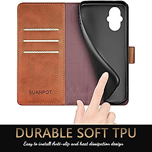 SUANPOT for Oneplus Nord N20 5G Wallet case 【RFID Blocking】 Credit Card Holder, Flip Folio Book PU Leather Phone case Shockproof Cover Women Men for OnePlus Nord N20 5G case Light Brown