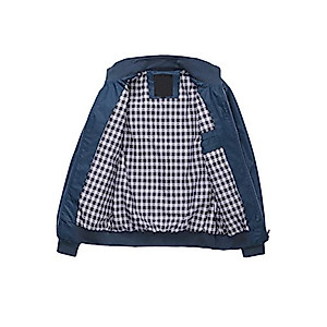 PASOK Men's Lightweight Softshell Coat Outerwear Zipper Windbreaker Flight Bomber Jacket Navy M