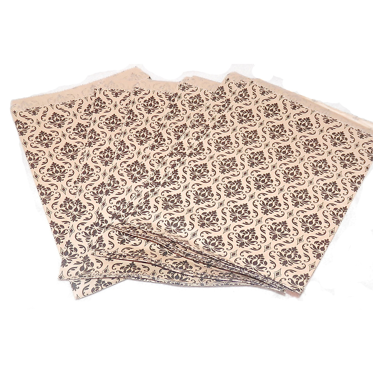 My Craft Supplies 100 Kraft Flat Merchandise Bags with Black Damask Print (6x9)