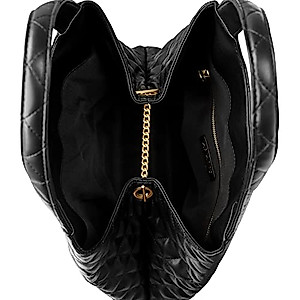 Hp hope Large Faux Leather Tote Bag with Removable Zipper Pouch, Maxi Shopping Bag in Quilted Lambskin, Waterproof Shoulder Handbag for Women, Black