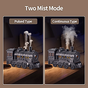 Humidifiers for Bedroom, Cool Quiet Steam Train Looking Mist Air Humidifier Diffuser for Home Baby Nursery & Plants and Auto Shut-off & No Remote Included. (Black)