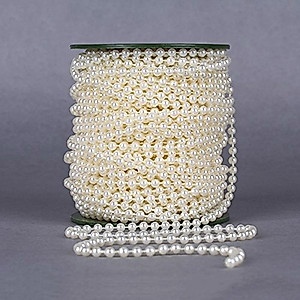 B&S FEEL 5mm Faux Pearl Beads Garland Pearl Bead Roll Strand for Wedding Party Decoration, 99 Feet Roll, Ivory