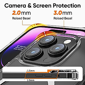 SUCGLES for iPhone 14 Pro Case, Compatible with MagSafe, Shockproof Military Grade Protection, Non-Yellowing, Strong Magnetic Slim Phone Cover for Apple 14pro, 6.1in (A-Magnet Clear Bumper)