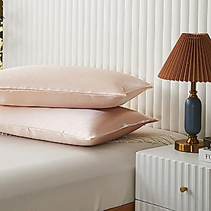 Superlake Ultrsoft Satin Pillowcase for Hair and Skin, Set of 2pc 20x30 Inches Pink Silk Queen Pillow Case, Envelope Closure Pillow Covers Gift for Women and Men (Queen, Pink)