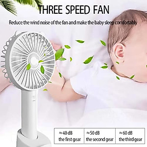 Lisherse Mini handheld portable fan, 3 speeds, handheld fan, small portable fan, battery fan, usb fan portable rechargeable, lash fan, travel fan, phone fan, face fan (white)